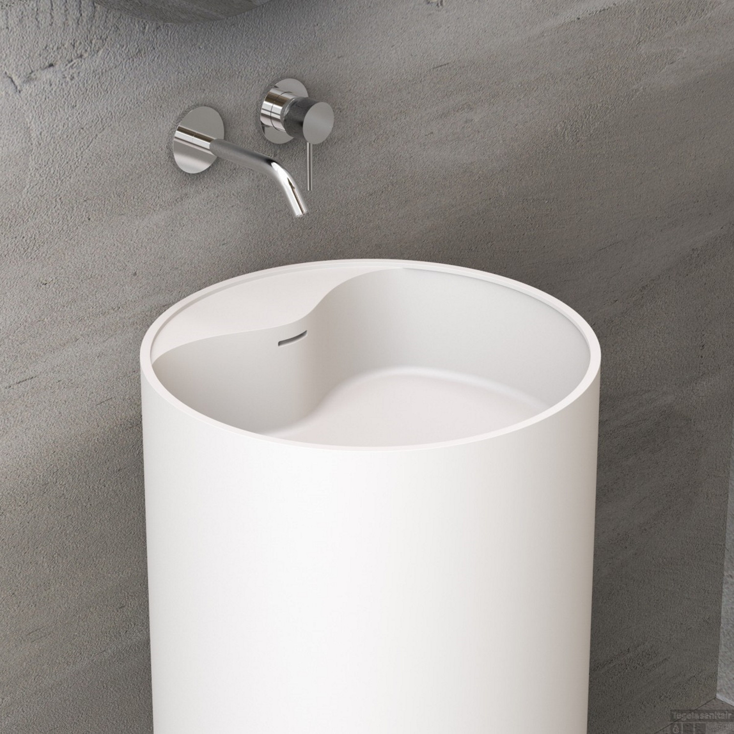 Waskom Ideavit Solidroll 45x45x90 cm Solid Surface Op Voetstuk Mat Wit