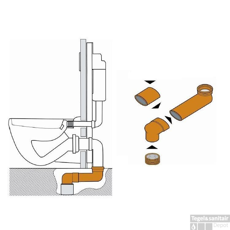 Sprongbocht Wiesbaden 72mm ⌀ 9/11 verstelbaar 14.5 - 34.5cm | Tegeldepot.nl