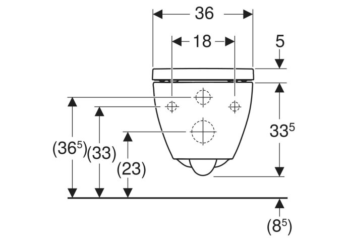 Wandcloset Geberit Acanto Rimless Turboflush 36 x 53,5 x 38,5 cm ...